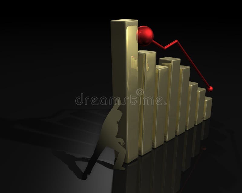 Gold Diagram Is Falling Down Stock Illustration - Illustration of graph ...