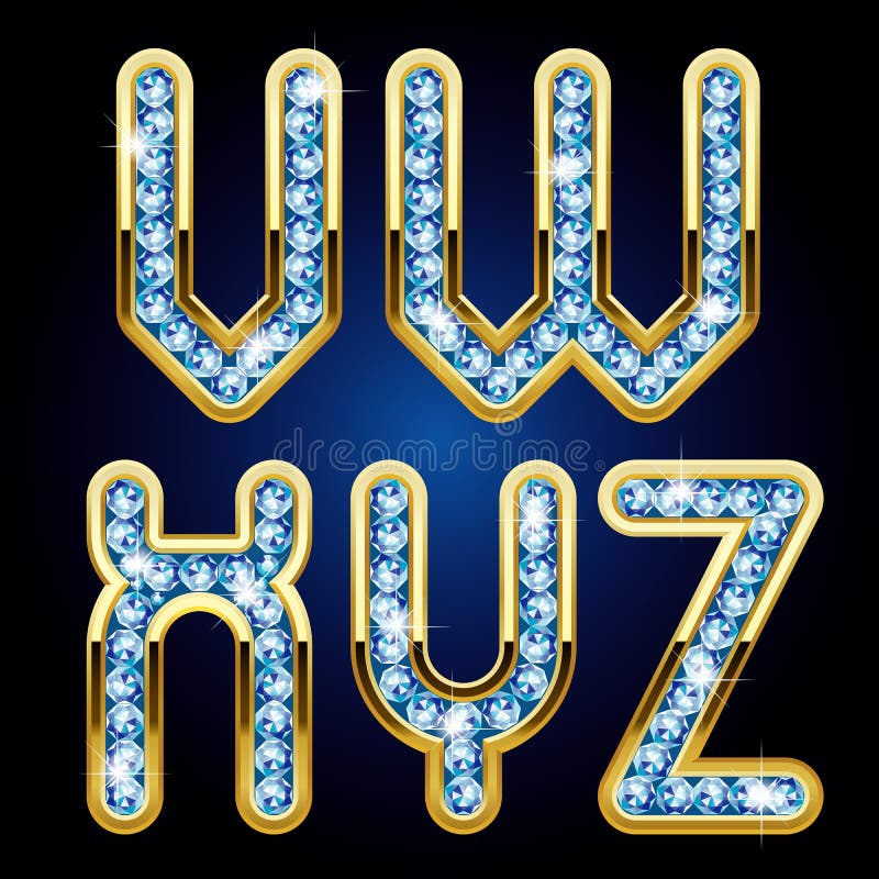 Gold and Diamond Alphabet Letters Stock Vector - Illustration of type ...