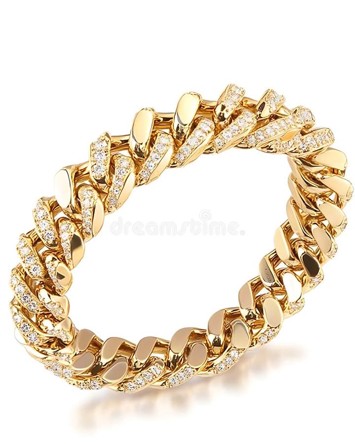 A Gold and Diamond Bracelet with a Chain Link Design Stock Illustration ...