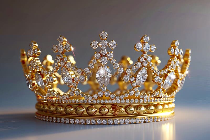 Gold and Diamond Crown Sits on Surface. Generative AI Stock Image ...