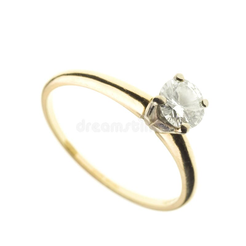 Gold and Diamond Engagement Ring Isolated on White Stock Image - Image ...