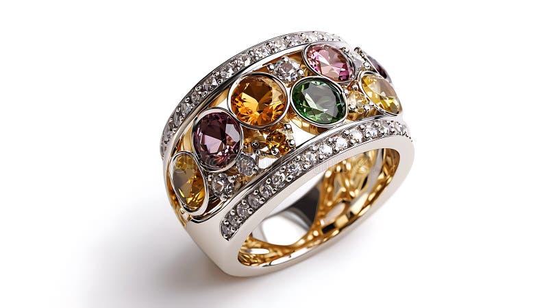 Gold Diamond Ring Variety Colored Gemstones Stock Photos - Free ...