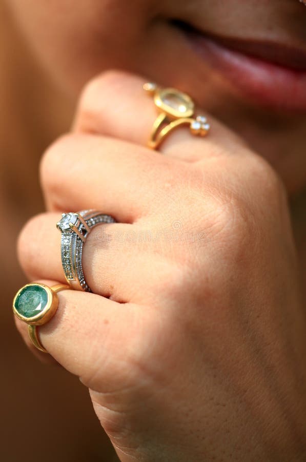 Diamond rings in hand stock image. Image of hand, finger - 9675609