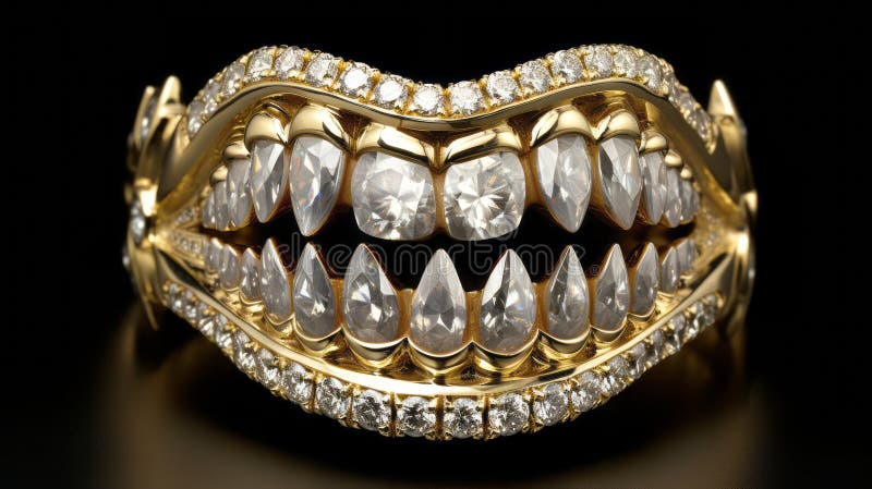 Gold and diamond teeth stock illustration. Illustration of white ...