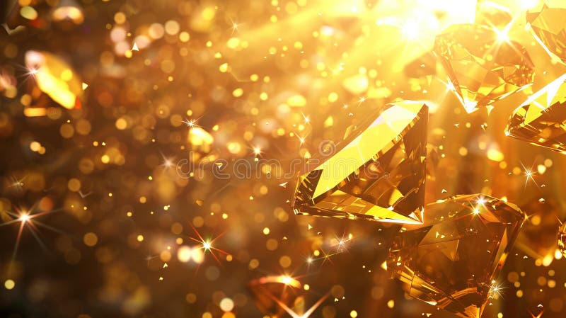 Gold Diamonds Falling on a Black Background Stock Image - Image of ...