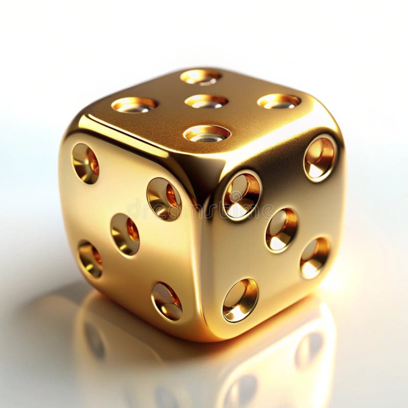 Gold Dice Shiny Luxury Game Object 3D Render Stock Illustration ...