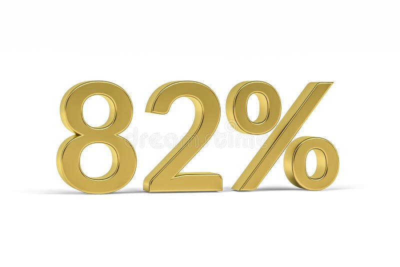 Gold Digit Eighty Two with Percent Sign - 82 Isolated on White Stock ...