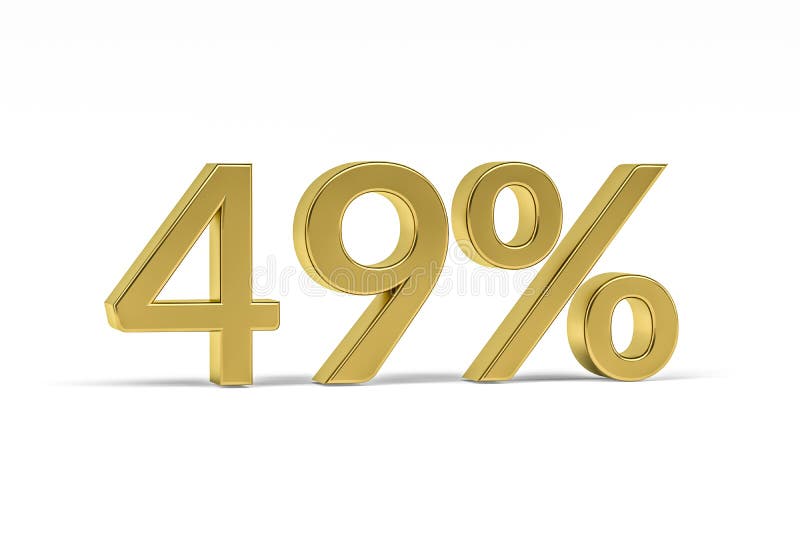 Gold Digit Forty Nine with Percent Sign - 49 Isolated on White Stock ...