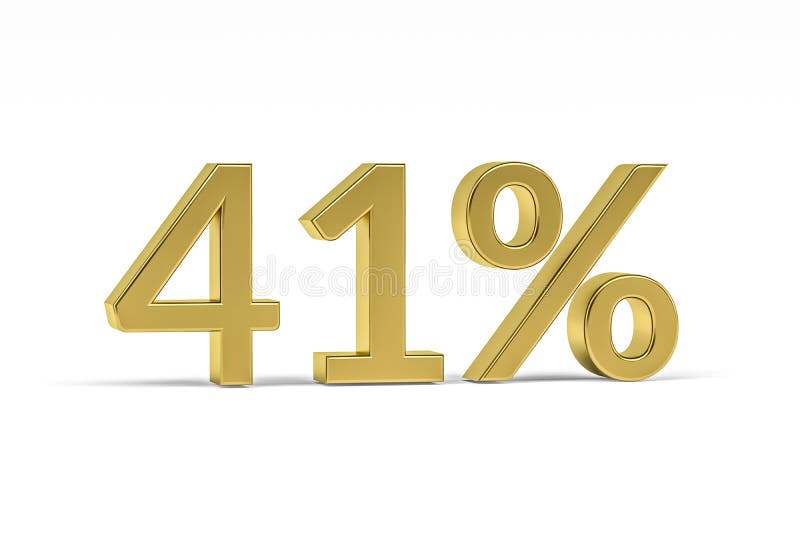 Gold Digit Forty One with Percent Sign - 41 Isolated on White Stock ...