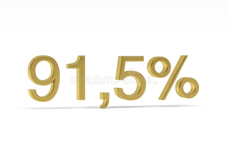 Gold Digit Ninety-one Point Five with Percent Sign - 91,5 Isolated on ...