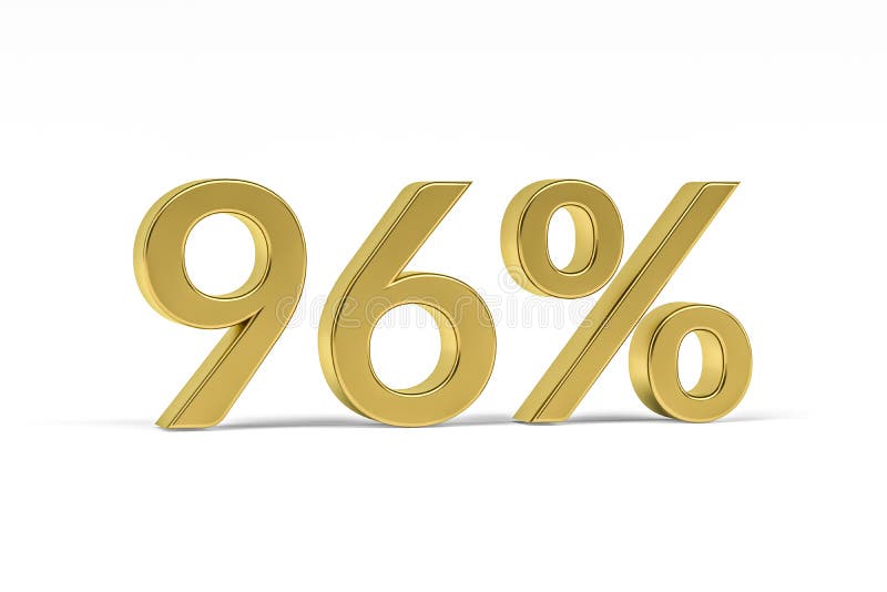 Gold Digit Ninety Six with Percent Sign - 96 Isolated on White Stock ...