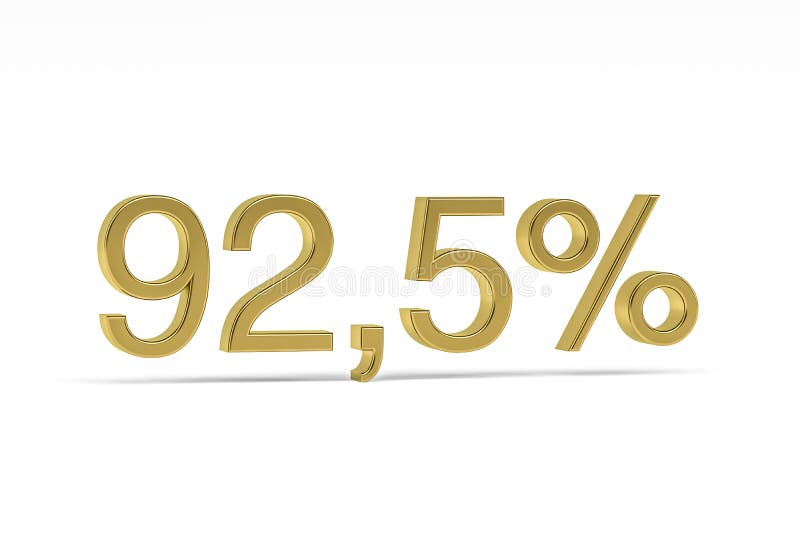 Gold Digit Ninety-two Point Five with Percent Sign - 92,5 Isolated on ...