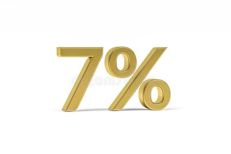 Gold Digit Seven with Percent Sign - 7 Isolated on White Stock ...