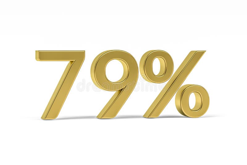 Gold Digit Seventy Nine with Percent Sign - 79 Isolated on White Stock ...