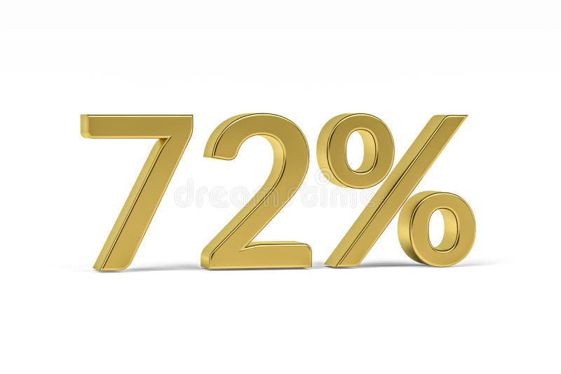 Gold Digit Seventy Two with Percent Sign - 72 Isolated on White Stock ...