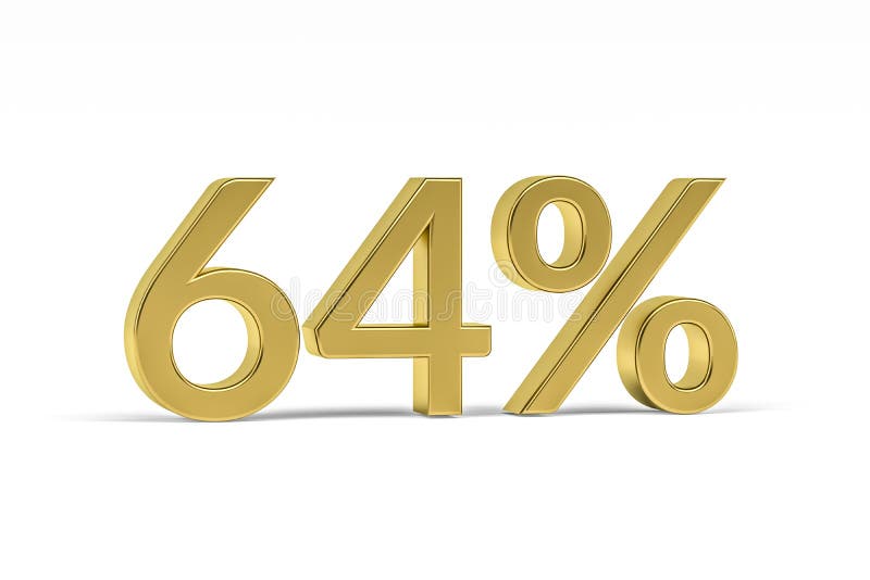 Gold Digit Sixty Four with Percent Sign - 64 Isolated on White Stock ...
