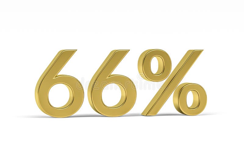 Gold Digit Sixty Six with Percent Sign - 66 Isolated on White Stock ...