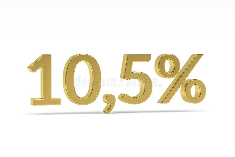 Gold Digit Ten Point Five with Percent Sign - 10,5 Isolated on White ...