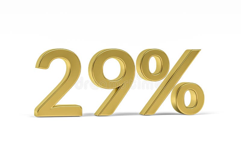 Gold Digit Twenty Nine with Percent Sign - 29 Isolated on White Stock ...