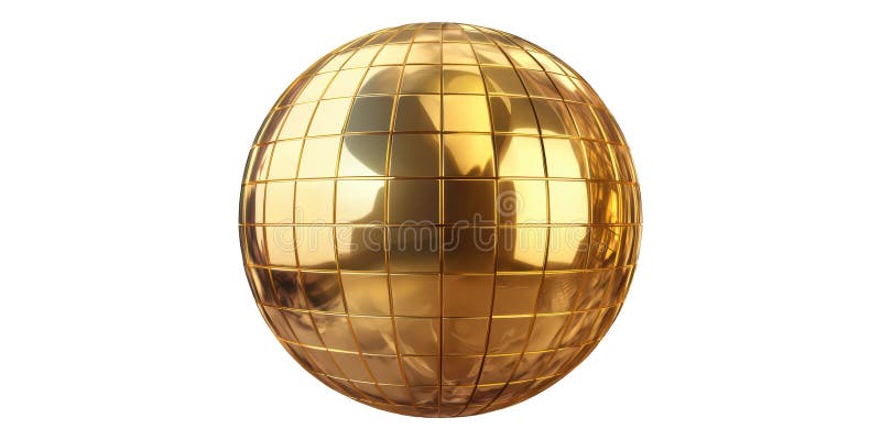 Gold Disco Ball Isolated on Transparent Background Stock Image - Image ...