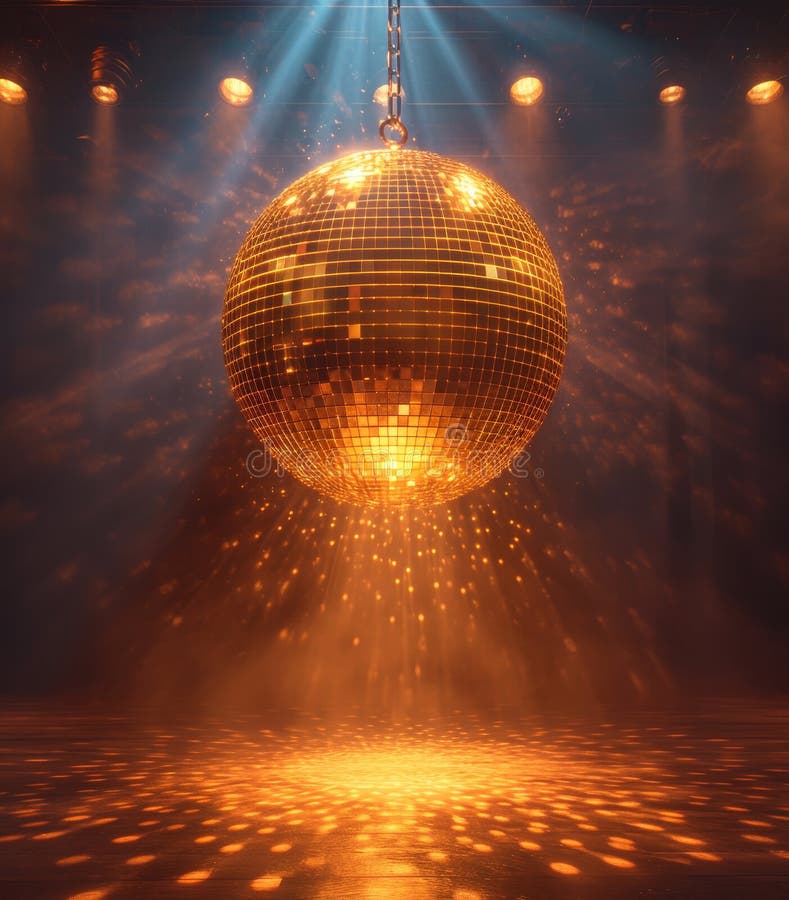 Gold Disco Ball and Lights in the Background Stock Photo - Image of ...