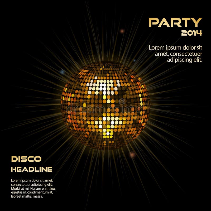 Gold Disco Ball and Mosaic Background Stock Vector - Illustration of ...