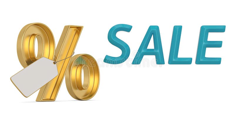Gold Discount Symbol Isolated on White Background, 3D Render. 3D ...
