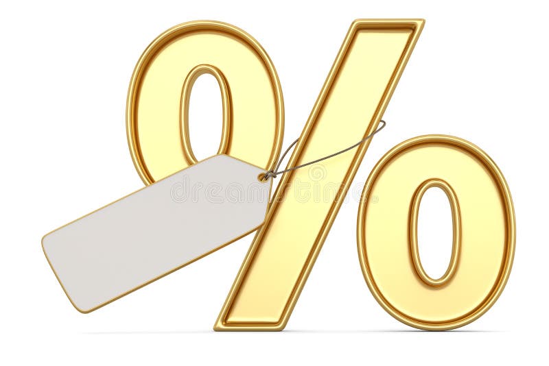 Gold Discount Symbol Isolated on White Background, 3D Render. 3D ...