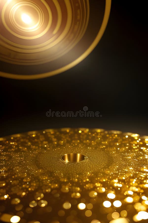 Floating Gold Discs Abstract Background with Light and Shadow Effects ...