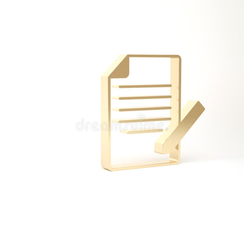 Gold Document and Pen Icon Isolated on White Background. File Icon ...