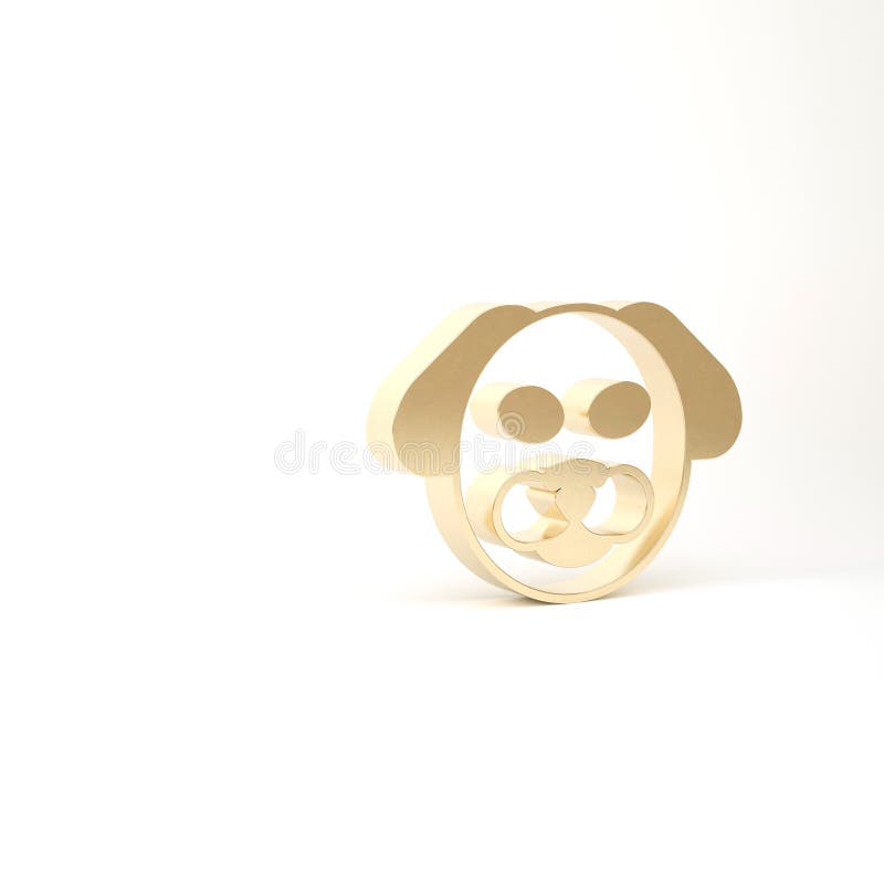 Gold Dog Icon Isolated on White Background. 3d Illustration 3D Render ...