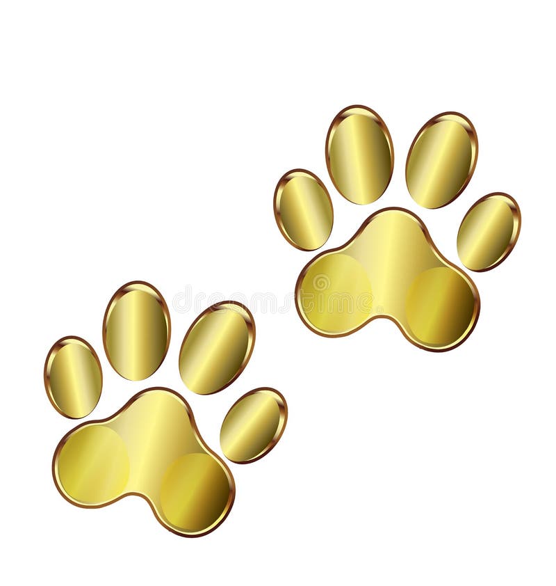 Dog Gold Foot Print Icon Logo Stock Vector - Illustration of golden ...