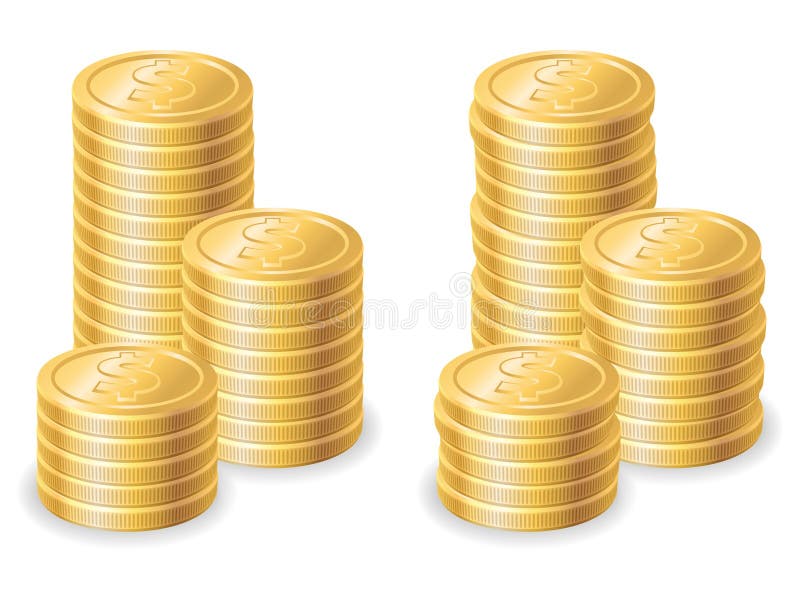 Gold Coin, Four Monetary Unit Vector Stock Vector - Illustration of ...