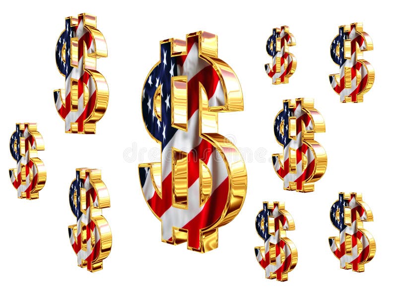 Gold Dollar Currency Symbol on White Background Stock Illustration ...