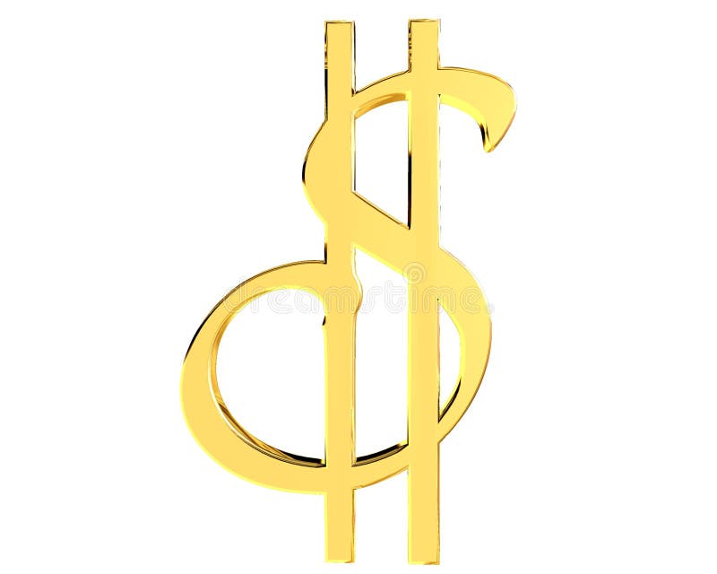 Gold Dollar Currency Symbol on White Background Stock Illustration ...