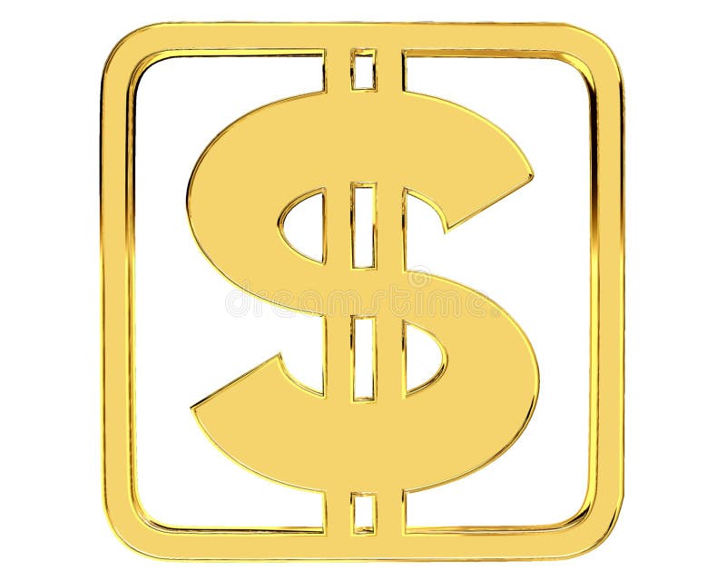 Gold Dollar Currency Symbol on White Background Stock Illustration ...
