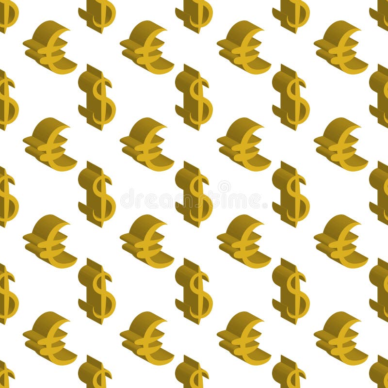 Gold Euro Money Small Sizes. Seamless Pattern. Vector Illustration ...