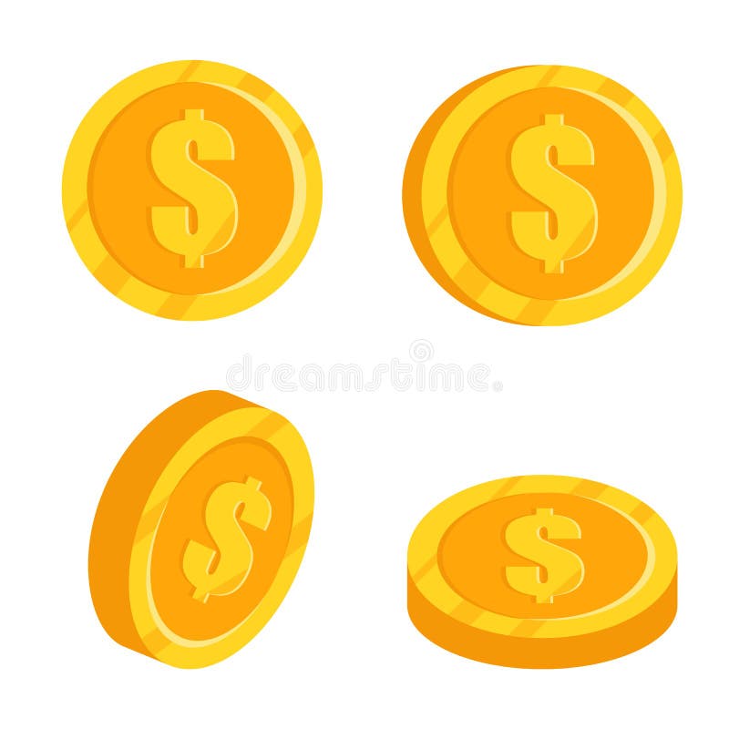 Gold Dollar Isolated Coin Symbol. Vector Illustration Stock Vector ...