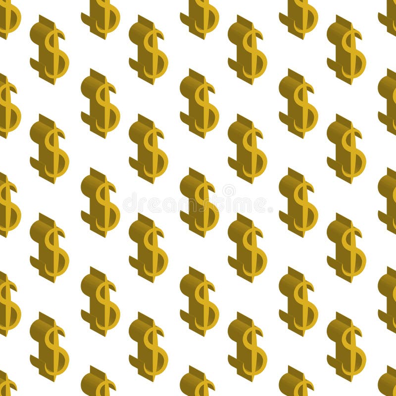 Gold Dollar Money Small Sizes. Seamless Pattern. Vector Illustration ...