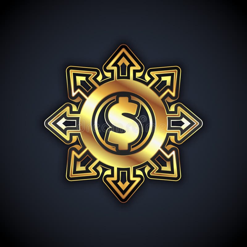 Gold Network Cloud Connection Icon Isolated on White Background. Social ...