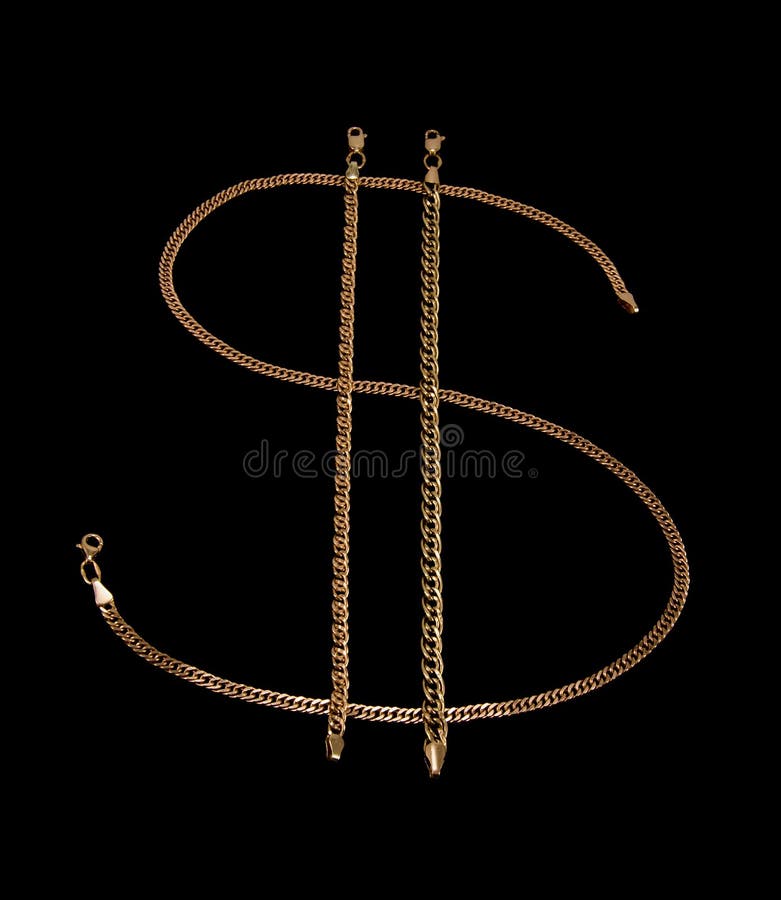 Gold dollar sign stock photo. Image of black, chain, sign - 14652160