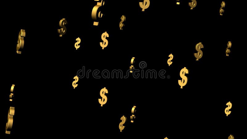 Gold Dollar Signs Raining Over Transparent Background Stock Footage ...