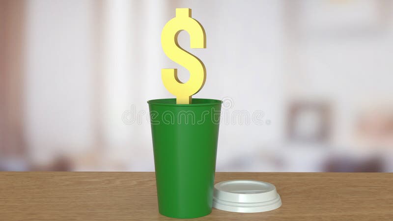 The Gold Dollar Symbol on Coffee Cup for Business Concept 3d Rendering ...