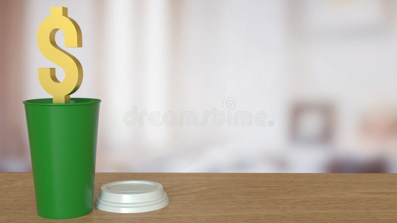 The Gold Dollar Symbol on Coffee Cup for Business Concept 3d Rendering ...