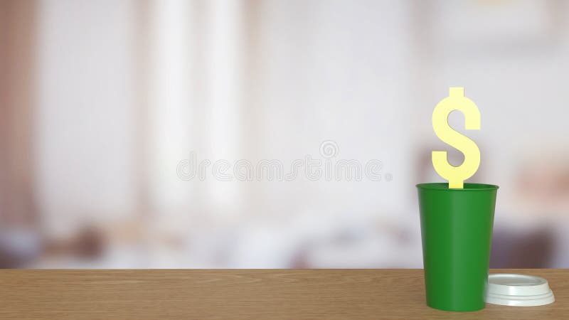 The Gold Dollar Symbol on Coffee Cup for Business Concept 3d Rendering ...
