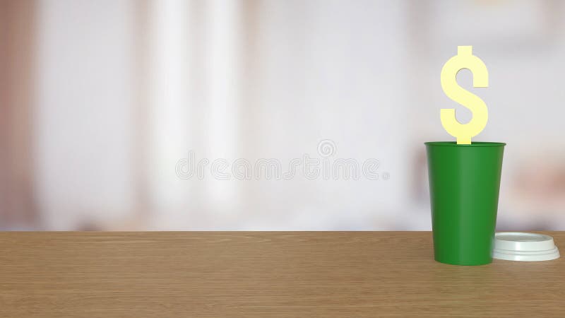 The Gold Dollar Symbol on Coffee Cup for Business Concept 3d Rendering ...