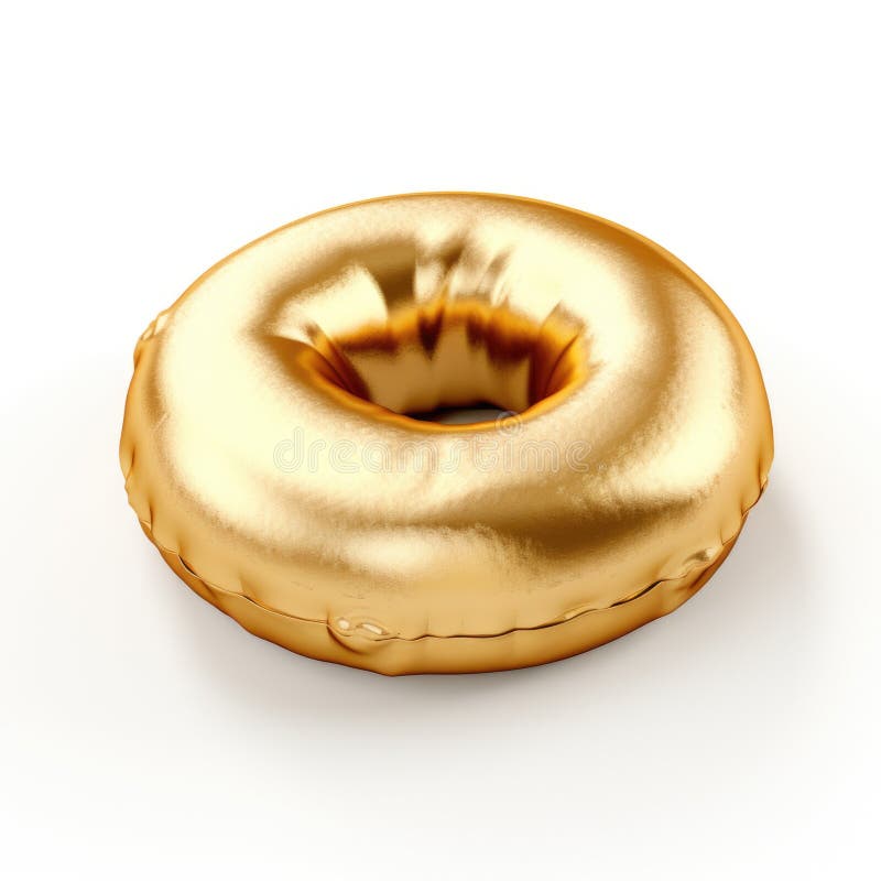 A Gold Donut on a White Surface Stock Illustration - Illustration of ...