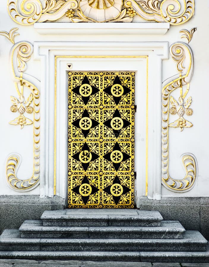 Gold door stock image. Image of closed, frame, enter - 13473425