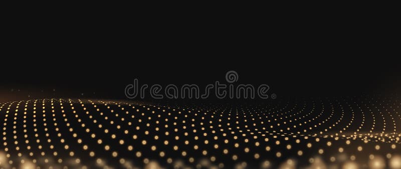 Gold Dot Lights Wavy Pattern with a Black Background. Luxury Lights ...