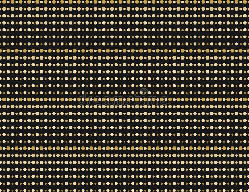 Gold Dotted Hexagons Seamless Pattern on Black Background Stock ...